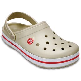 Clog Crocs "Crocband Clog", Damen, Gr. 37, hellgrau, stucco, melon, Croslite&trade;, kontrastfarbene Details, Schuhe Clog, Sommerschuh, Schlappen, Hausschuh mit zweifarbiger Laufsohle