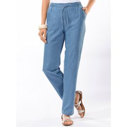 Palazzohose Classic Basics, Damen, Gr. 25, Kurzgr&ouml;&szlig;en, blau (blau, bleached), 100% Baumwolle, unifarben, lang, Hosen Palazzohose