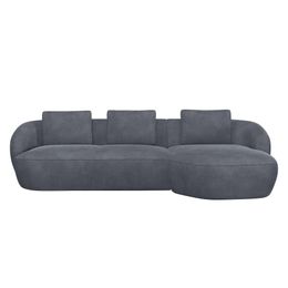 Wohnlandschaft FLEXLUX "Torino, rund, L-Form, Sofa-Ecke mit Recamiere, Longchair-Sofa", grau (soft grau), B:276cm H:85cm T:146cm, Sofas, Wohnlandschaft, Modernes, organisches Sofa-Design, Kaltschaum, Wellenunterfederung