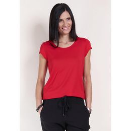 T-Shirt Seidel Moden, Damen, Gr. 42, rot, Jersey, Obermaterial: 96% Viskose, 4% Elasthan, unifarben, figurumspielend h&uuml;ftlang, Rundhals, abgesteppte Kante, Shirts T-Shirt, mit Kappen&auml;rmel, MADE IN GERMANY