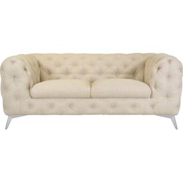 Chesterfield-Sofa Home Affaire "Glynis", beige (creme), B:185cm H:75cm T:99cm, Struktur (100% Polyester);Samtoptik (100% Polyester), Sofas, Chesterfield-Sofa, aufw&auml;ndige Knopfheftung, moderne Chesterfield Optik, Fu&szlig;farbe w&auml;hlbar