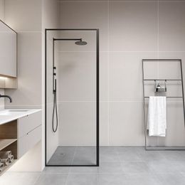 Walk-in-Dusche MARWELL "Style", wei&szlig;, neutral, H:195cm T:80cm, Duschw&auml;nde, Walk-in-Dusche, seitenverkehrt aufbaubar, hochwertige Aluminiumprofile