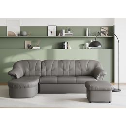 Ecksofa DOMO collection "Pegnitz, elegante R&uuml;ckensteppung, kompakte Stellma&szlig;e 238/141cm, L-Form", grau, B:238cm H:82cm T:141cm, 100% Polyester, Sofas, Ecksofa, wahlweise mit Bettfunktion