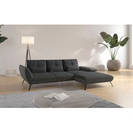 Ecksofa OTTO HOME "Mikado L-Form", grau (dunkelgrau), B:276cm H:88cm T:183cm, 100% Polyester, Sofas, Ecksofa, inkl. Sitztiefenverstellung und Armteilverstellung