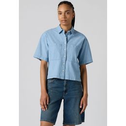 Levi's Hemdbluse LEVI'S "HARLIE SS CROPPED SHIRT", Damen, Gr. M (38), brass organ, Web, Obermaterial: 100% Baumwolle, unifarben, regular fit normal, angesetztes B&uuml;ndchen, Blusen Hemdbluse, mit Taschen