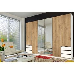 Kleiderschrank wimex "Level by fresh to go", wei&szlig; (wei&szlig;, plankeneichefarben), B:300cm H:216cm T:58cm, Schr&auml;nke, Kleiderschrank, mit Spiegelt&uuml;ren und Schubladen