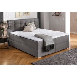 Boxbett Home Affaire "Olivet mit Bettkasten", grau, B:174cm L:210cm, Komplettbetten, Boxbett, in 4 Farben, 4 Breiten, 2 Matratzenarten, auch in &Uuml;berl&auml;nge 220 cm