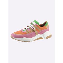 Sneaker Heine, Damen, Gr. 37, bunt (orange, bunt), Leder, Rindsleder, Schuhe Sneaker