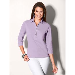 Poloshirt Casual Looks "Poloshirt", Damen, Gr. 54, lila (flieder), 50% Baumwolle, 50% Modal, unifarben, ohne Ausschnitt, Shirts Poloshirt