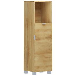 Midischrank Welltime "Lage", braun (wotan eiche), B:38cm H:129cm T:36cm, Holzwerkstoff, Schr&auml;nke, Midischrank, Pflegeleichte Oberfl&auml;che, viel Stauraum, FSC-zertifiziert