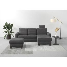 Ecksofa Home Affaire "Summer L-Form", grau, B:249cm H:91cm T:164cm, 100% Polyester, Sofas, Ecksofa, mit Recamiere, mit oder ohne Bettfunktion und Bettkasten, Cord-Bezug