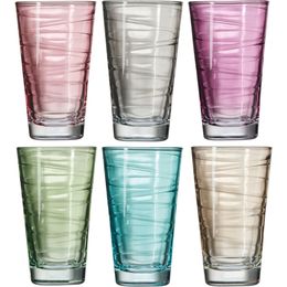 Longdrinkglas Leonardo "Colori", bunt, H:12,8cm, Glas, Trinkgef&auml;&szlig;e, Longdrinkglas, veredelte mit lichtechter Hydroglasur, 280 ml, 6-teilig