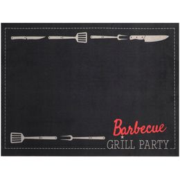 Fu&szlig;matte "BBQ Grillunterlage GRILL PARTY, Made in Belgium", schwarz, B:90cm H:5mm L:120cm, Polyamid, PRIMAFLOR-IDEEN IN TEXTIL, Teppiche, Fu&szlig;matte, Grillmatte ideal als Bodenschutz, ruschhemmend, waschbar