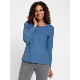T-Shirt Casual Looks "Rundhals-Shirt", Damen, Gr. 48, blau (mittelblau), 95% Baumwolle, 5% Elasthan, unifarben, Rundhals, Shirts T-Shirt
