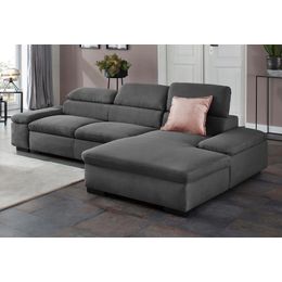 Ecksofa Home Affaire "Alberto L-Form", grau (graphit), B:286cm H:73cm T:174cm, 100% Polyester;Luxus-Microfaser ALTARA NUBUCK (100% Polyester);Luxus-Microfaser weich (90% Polyester, 10% Polyamid);Microfaser Antiklederoptik, Sofas, Ecksofa, mit Kopfteilverstellung, wahlweise mit Bettfunktion