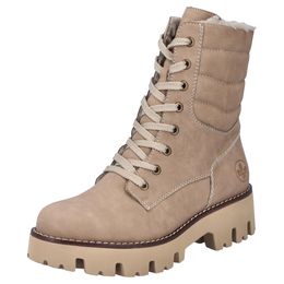 Winterstiefelette Rieker, Damen, Gr. 41, braun (camelfarben), Lederimitat, unifarben, Schuhe Winterstiefelette, Winterboots, Schn&uuml;rboots, Profilsohle, mit Innenrei&szlig;verschluss