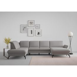 Sit & More Wohnlandschaft SIT & MORE "Fashion U-Form", grau, B:338cm H:84cm T:207cm, Sofas, Wohnlandschaft, wahlweise mit Kopfteilverstellung, Vorziehsitz, motorisch, Metallf&uuml;&szlig;e