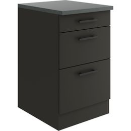 Unterschrank Optifit "Palma", schwarz (anthrazit, anthrazit, anthrazit), B:50cm H:84,8cm T:60cm, Holzwerkstoff, Schr&auml;nke, Unterschrank, Breite 50 cm, mit 3 Schubk&auml;sten