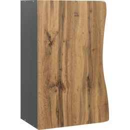 H&auml;ngeschrank KOCHSTATION "KS-Bruneck", grau (graphit, wotaneiche), B:50cm H:90cm T:34cm, Holzwerkstoff, Schr&auml;nke, H&auml;ngeschrank, >>Bruneck<< 60 cm breit, f&uuml;r viel Stauraum, hochwertige MDF-Fronten