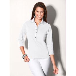 Poloshirt Casual Looks "Poloshirt", Damen, Gr. 52, wei&szlig; (wollwei&szlig;), 50% Baumwolle, 50% Modal, unifarben, ohne Ausschnitt, Shirts Poloshirt