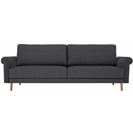 2-Sitzer "CR.450, Designsofa, Loungesofa", schwarz (anthrazitgrau, schwarzgrau 044, 57), B:168cm H:85cm T:95cm, NaturLEDER OSKAR (echtes Rindsleder);Chenille COCO (72% Polyester 15% Baumwolle 13% Polyacryl), CREATION BY ROLF BENZ, Sofas, 2-Sitzer, modern Landhaus, F&uuml;&szlig;e in Nussbaum, Breite 168 cm