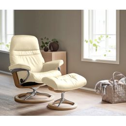 Fu&szlig;hocker stressless "Sunrise", beige (vanilla paloma), B:57cm H:42cm T:40cm, Leder BATICK: BATICK ist ein leicht korrigiertes, durchgef&auml;rbtes und genarbtes M&ouml;belleder, bei dem die meisten Unebenheiten und Spuren in der Regel entfernt wurden.;Leder PALOMA: PALOMA ist ein durchgef&auml;rbtes Semianilin-M&ouml;belleder mit nat&uuml;rlicher Narbung.;ROHLEDER Stoff Q2 FARON: Ein fester zuverl&auml;ssiger Boucl&eacute; mit einem
