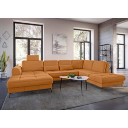 Sit & More Wohnlandschaft SIT & MORE "Bendigo U-Form", gelb (curry), B:332cm H:84cm T:226cm, Sofas, Wohnlandschaft, inklusive Sitztiefenverstellung, Bodenfreiheit 12 cm, in 2 Fu&szlig;farben