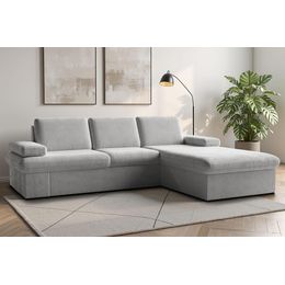 Sit & More Ecksofa SIT & MORE "Moreno L-Form, B: 247 cm", grau (hellgrau), B:247cm H:82cm T:171cm, 100% Polyester, Sofas, Ecksofa, mit Armteilverstellung, optional Bettfunktion