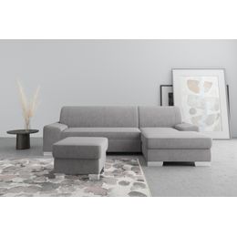Ecksofa DOMO collection "Anzio L-Form, whlw. Bettfunktion, Federkern, hochwertig, Breite 271 cm", grau, B:271cm H:85cm T:160cm, Sofas, Ecksofa, Mit Bettfunktion, Recamiere rechts, Samtoptik, grau