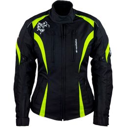 Motorradjacke Roleff "Latina Lady" Gr. XS, schwarz (schwarz, gelb), Jacken, Damen, XS, Obermaterial: 100% Polyester. Innenfutter: 100% Polyester, Motorradjacke, Mit Sicherheitsstreifen