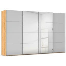 Schwebet&uuml;renschrank Rauch "Kleiderschrank Schrank Garderobe Schlafzimmerschrank SCALE-FYRA", grau (asteiche, glas seidengrau, griffleisten chrom), B:360cm H:223cm T:68cm, Holzwerkstoff, Schr&auml;nke, Schwebet&uuml;renschrank, edle viergeteilte T&uuml;ren Spiegel/Glas-Mix viele Farben MADE IN GERMANY