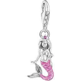 Charm-Einh&auml;nger Thomas Sabo "kleine Meerjungfrau", rosa (silberfarben, rosa, rot, rot), Charms, Damen, Silber 925 (recycelt), Charm-Einh&auml;nger, mit Korund (synth.)