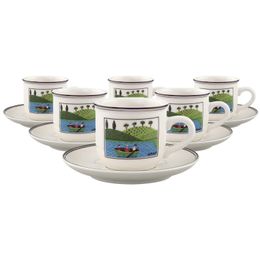 Villeroy & Boch Tasse VILLEROY & BOCH "Espressotassen mit Untertassen Design Naif 100 ml 6er Set bunt", bunt, Porzellan, Trinkgef&auml;&szlig;e, Tasse