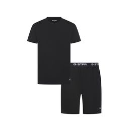 G-Star Raw Pyjama G-STAR "SLATE, T-SHIRT & SHORTS", Herren, Gr. L, schwarz, Jersey, Obermaterial: 95% Baumwolle, 5% Elasthan, unifarben, regular fit normal, Rundhals, abgesteppte Kante, Homewear-Sets Pyjama, Regular Fit in Baumwoll-Qualit&auml;t