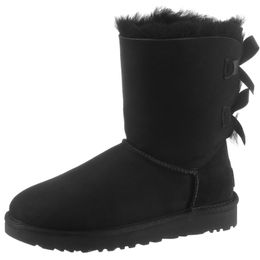 UGG Australia Schlupfboots UGG "Bailey Bow 2", M&auml;dchen, Gr. 6 (37), schwarz, Obermaterial: 100% Lammfell. Decksohle: 100% Lammfell. Laufsohle: 100% EVA/Kautschuk, unifarben, Schuhe Schlupfboots, mit Satinschleifen hinten am Schaft