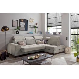 Ecksofa ED EXCITING DESIGN "Rockdale L-Form mit Bettfunktion, Bettkasten", beige, B:282cm H:90cm T:200cm, 92% Polyester, 8% Nylon, Sofas, Ecksofa, Kopfteilverstellung, Sitztiefenverstellung & USB-Port