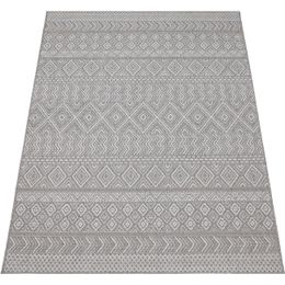 Teppich Paco Home "Vermont 190", grau, B:200cm H:4mm L:200cm, Polypropylen, Teppiche, Teppich, Flachgewebe, modernes Design mit Rauten, gesteift, Outdoor geeignet