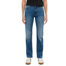 Straight-Jeans Mustang "Damen Style Crosby Relaxed Straight", Damen, Gr. 33, L&auml;nge 30, 740 mittelblau, Denim/Jeans, 92% Baumwolle, 6% Elastomultiester, 2% Elasthan, unifarben, straight fit, Jeans Straight-Jeans