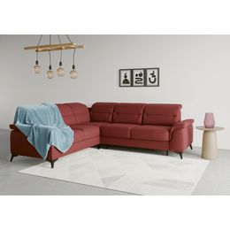 Sit & More Ecksofa SIT & MORE "Sinatra L-Form", rot (bordeaux), B:251cm H:85cm T:231cm, 100% Polyester, Sofas, Ecksofa, optinal mit Kopfteilverstellung und Armteilfunktion, Metallf&uuml;&szlig;e