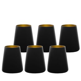 Glas ST&Ouml;LZLE "Becher Power 380 ml 6er Set", bunt (schwarz, gold), Glas, Trinkgef&auml;&szlig;e, Glas