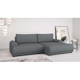 Ecksofa Home Affaire "Marsby, mit Bettfunktion und Bettkasten, Ma&szlig;e: B/H/T 242/65/145 cm", grau (anthrazit), B:242,2cm H:65cm T:145,5cm, 100% Polyester, Sofas, Ecksofa, L-Form mit Wellenunterfederung, Recamiere links oder rechts bestellbar