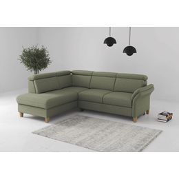 Ecksofa Home Affaire "Glendale, L-Form", olive, B:247cm H:84cm T:193cm, 95% Polyester, 5% Polyamid, Sofas, Ecksofa, inkl. Kopfteilverstellung, wahlweise mit Vorziehsitz und Bettkasten