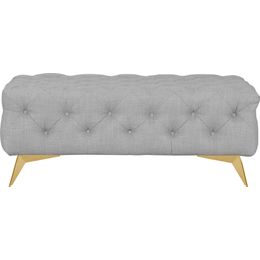 Polsterhocker Home Affaire "Glynis", grau, B:120cm H:45cm T:80cm, Struktur (100% Polyester);Samtoptik (100% Polyester), Hocker, Polsterhocker, aufw&auml;ndige Knopfheftung, moderne Chesterfield Optik, Fu&szlig;farbe w&auml;hlbar