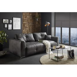 Schlafsofa ED EXCITING DESIGN "Dolan", grau (anthrazit), B:245cm H:85cm T:115cm, 100% Polyester, Sofas, Schlafsofa, mit Bettkasten & 2 Zierkissen