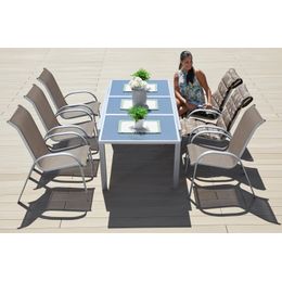 Garten-Essgruppe Merxx "Amalfi", grau (taupe), Obermaterial: 100% Polyester, Sitzm&ouml;bel-Sets, Garten-Essgruppe, pulverbeschichtetes Aluminium, aus 100% Polyester, f&uuml;r 6 Personen