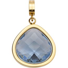Charm-Einh&auml;nger Leonardo "Anh&auml;nger Juvinga Clip & Mix", gold (gelbgoldfarben, blau, blau), Charms, Damen, Edelstahl, Charm-Einh&auml;nger, mit Glasstein