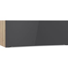 Klapph&auml;ngeschrank KOCHSTATION "KS-Aken", grau (anthrazit hochglanz, wildeiche nachbildung), B:90cm H:35,2cm T:34,6cm, Schr&auml;nke, Klapph&auml;ngeschrank
