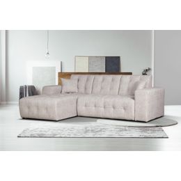 Ecksofa Home Affaire "Nosia L-Form", beige (creme), B:234cm H:85cm T:163cm, 100% Polyester, Sofas, Ecksofa, incl. 2 Zierkissen, mit feiner Steppung