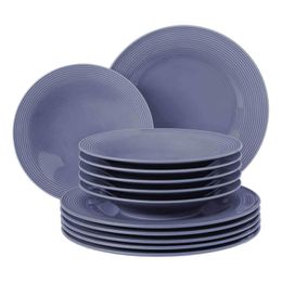 Geschirr-Set Seltmann Weiden "Tafelservice Beat Color Glaze 12er Set", lila (fliederblau), Porzellan, Geschirr-Sets, Geschirr-Set