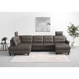 Sit & More Wohnlandschaft SIT & MORE "Far&ouml; U-Form", braun, B:325cm H:90cm T:187cm, Sofas, Wohnlandschaft, inklusive Federkern, wahlweise mit Bettfunktion und Bettkasten